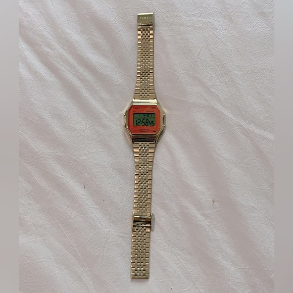 Timex | Accessories | Timex Gold Digital Watch In Orange | Poshmark